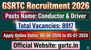 GSRTC Conductor & Driver Recruitment 2026 Apply Online for 8917 Posts ...