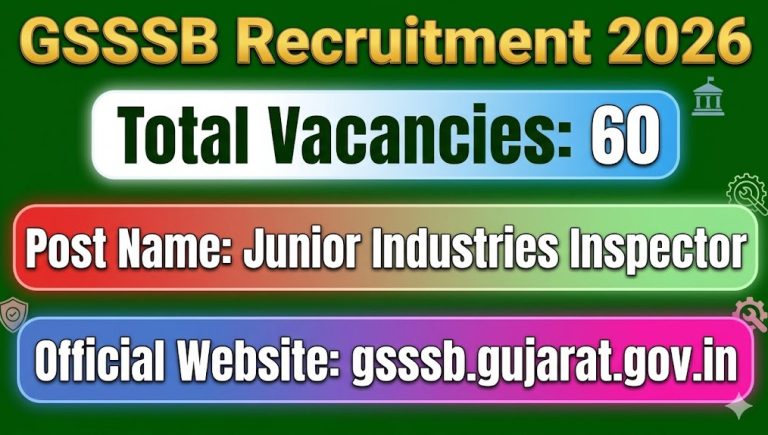GSSSB Junior Industries Inspector Recruitment 2026 Apply Online for 60 ...