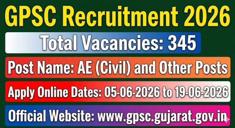 GPSC Recruitment 2026 Apply Online for 345 AE (Civil) and Other Posts ...